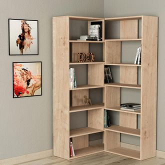 Decortie Molly Modernes Eck-Mehrzweck-B&uuml;cherregal Display Unit No.4 Eiche Natur Hoch 178.6cm - Oak - Decortie
