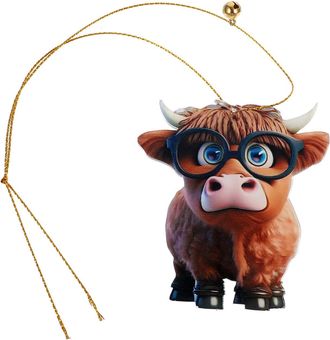 Valiclud Hochwertiger Acryl Highland Cow Anh&auml;Nger 3D Karikatur Kuh Dekoration F&uuml;R Zuhause Auto Schl&uuml;Sselbund Vielseitiger Weihnachtsbaum Baumschmuck