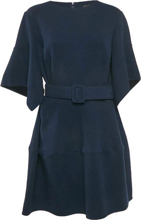 Oscar De La Renta robe courte à taille ceinturée - Bleu