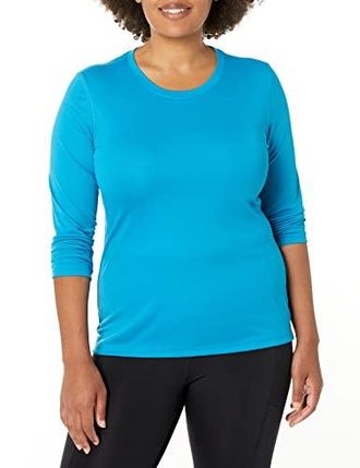 Hanes Cool Dri Long Sleeve Performance T-Shirt, Moisture-Wicking Tee, 40+ UPF Protection, 1 Or 4 Pack Chemise, Bleu sous-Marin, XXL Femme