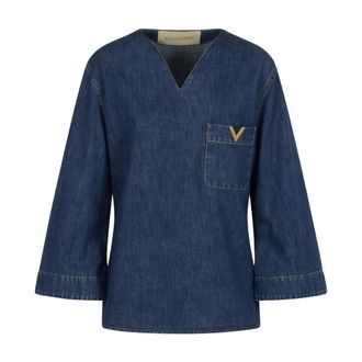 Valentino Denim Chambray Shirt - - Blouses & Shirts - Damen - Blau - M