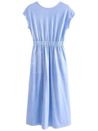 Next Femme Robe t-Shirt d&eacute;t&eacute; mi-Longue 100% Coton Bleu 52