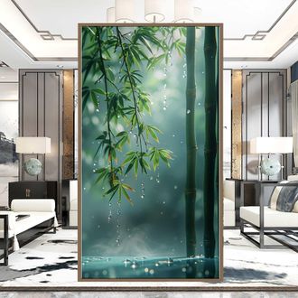 Generic Sichtschutzfolie für Glasfenster, Statisch haftende Fensterfolie mit Grün Bambusblattmuster, Selbstklebend Blickdicht Klebefolie 3D Dekofolie Anti-UV 