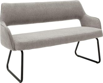 Robas Lund Esszimmerbank mit R&uuml;ckenlehne, Sitzbank bis 280 kg belastbar, Esszimmerbank mit Stoffbezug Schlamm