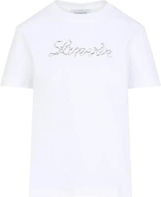 Lanvin Femme, Tops, Blanc, Taille: 42 FR T-Shirt &agrave; Logo Brod&eacute;