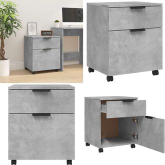 vidaXL Vidaxl - Mobiler Aktenschrank mit Rollen Betongrau 45x38x54 cm - Mobiler Aktschrannkasten - B&uuml;roorganisation - Schubladenaufbewahrung - Holzwerkstoff