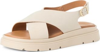 Tamaris Damen Sandalette mit Keilabsatz, beige, 38 EU