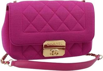 Chanel Sac bandouli&egrave;re vintage en jersey de coton pr&eacute;-poss&eacute;d&eacute; - Femme - Pre-owned - Rose - Taille: ONE Size