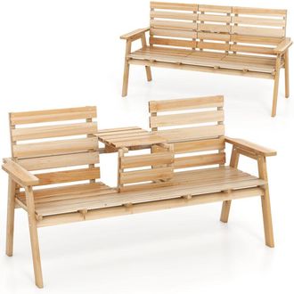Costway Banc de Jardin en Bois Massif, Banc dExt&eacute;rieur &agrave; 2 Places,Charge 320 KG, 160x64x86 CM, Naturel