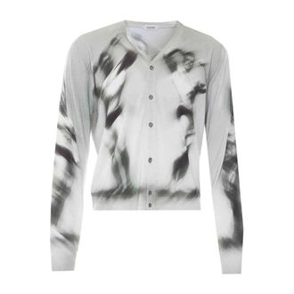 Versace Cardigan mit Grafikdruck und V-Ausschnitt - - Knitwear - Herren - Grau - M