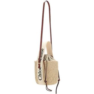 Chlo&eacute; Sac Panier en Rafia et Cuir - Femme - Sacs - Beige - Taille: ONE Size