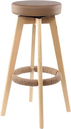Generic Barhocker aus Massivholz, um 360 Grad drehbar, Stuhl mit handgefertigtem Hanfseil, ergonomischer Sitz