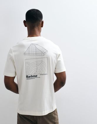 Barbour Woodbine kurz&auml;rmeliges, locker geschnittenes Grafik-T-Shirt mit R&uuml;ckendruck in Wei&szlig;