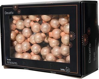 Kaemingk Weihnachtskugeln am Draht Glas 2cm x 144 St&uuml;ck Spiegelbeeren - kleine Dekokugeln - Christbaumschmuck & Weihnachtsdeko - Pfirsich Perle gl&auml;nzend