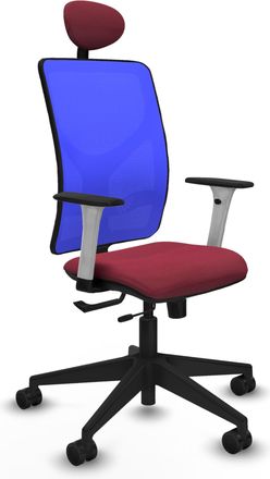 Piqueras y Crespo Schreibtischstuhl aus Stoff mit wei&szlig;en und schwarzen Armlehnen, h&ouml;henverstellbarer Lendenwirbelst&uuml;tze und festem Kopfteil, ausgestattet mit Syncro/Tra