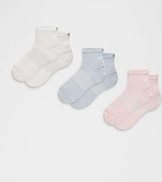 lululemon Unisex Power Stride Sneaker Socken 3er-Pack - Gr&ouml;&szlig;e XL in Pink Pearl/White/Starch Blue