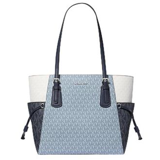 Michael Kors Michael Michael Kors Voyager Grand sac fourre-tout en cuir Saffiano, Admirl Multi, 6.25W x 11H x 11.5D, Charm Grand bandouli&egrave;re Nord/Sud