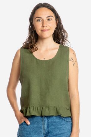 Matona Damen vegan Top Gathered Olive