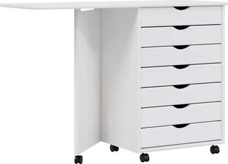 vidaXL Vidaxl - Rollschrank mit Schreibtisch moss Wei&szlig; Massivholz Kiefer