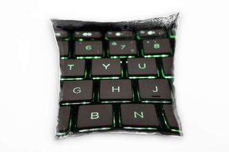 Paul Sinus Art Macro, Computer, Tastatur, schwarz, grün Deko Kissen 40x40cm für Couch Sofa Lounge Zierkissen - Dekoration zum Wohlfühlen