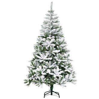 HOMCOM Künstlicher Weihnachtsbaum 180 cm künstlich Kiefernbaum mit Schnee, 750 Spitzen Christbaum Weihnachtsdeko inkl. Metallständer für drinnen