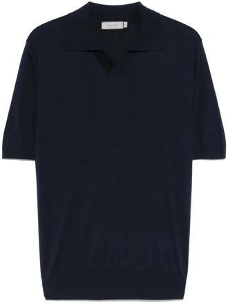 Canali T-Shirt mit Poloshirtkragen - Blau