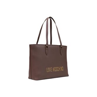 Love Moschino Womens Logo-Embroidered Polyurethane Tote Brown