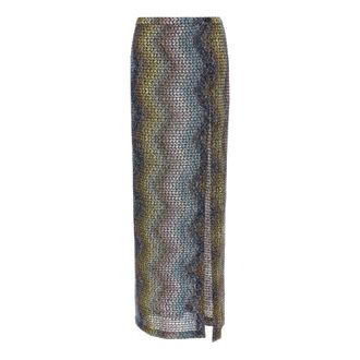Missoni Femme, Jupes, Multicolore, Taille: 42 FR Long Skirt in Viscose Lam&eacute; with Zig Zag Motif