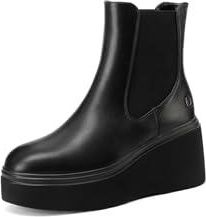 Queen Helena Bottes Chelsea Platform Bottines compensées pour femme X31-129, Noir en polyuréthane., 38 EU