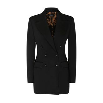 Dolce & Gabbana Femme, Vestes, Noir, Taille: 36 FR Veste crois&eacute;e en maille Milano