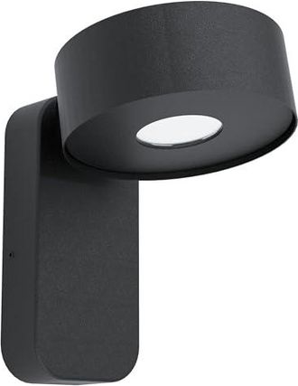 Eglo LED Außen-Wandlampe Palosco, Außenleuchte Wand, Wandleuchte aus verzinktem Stahl in Schwarz und Kunststoff in Transparent, Außenlampe warmweiß, IP44