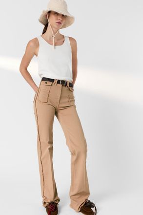 Gerard Darel Jean flare &agrave; franges - ANNA - Nude