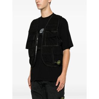 Stone Island Crinkled Cargo Vest - Black