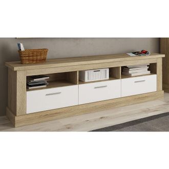 PEGANE Pegane - Meuble tv coloris Chêne cambrian, blanc - Longueur 180 x Profondeur 41 x Hauteur 56 cm