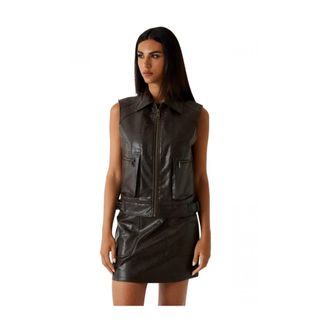 Guess Femme, Vestes, Brun, Taille: 38 FR Gilet en similicuir