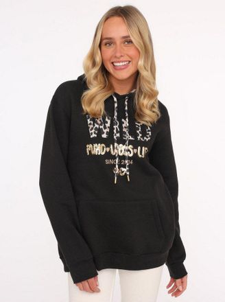Zwillingsherz Hoodie Wild Free mit Pailletten, Kordel und Innenseite der Kapuze im -Look
