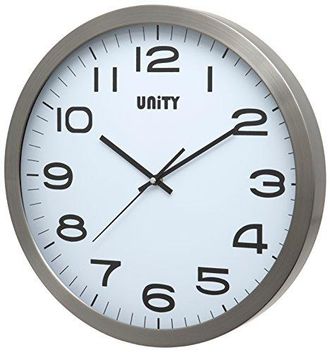 Unity Grande Horloge Murale, Manhattan Métal, Argent, 40 cm