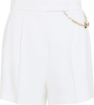 Elisabetta Franchi Femme, Shorts, Blanc, Taille: 40 FR Short Gabardine avec Logo Bijou