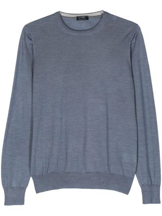 Barba pull en maille fine à col rond - Bleu
