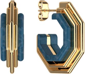 Les Georgettes Cr&eacute;oles Graphique dor&eacute; et bleu