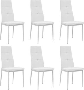 vidaXL Esszimmerst&uuml;hle 6 Stk. Kunstleder Wei&szlig; - Vidaxl