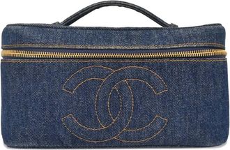 Chanel 1996-1997 Jeans-Tote Bag mit Logo-Detail - Blau