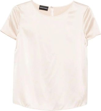 Emporio Armani Femme, Blouses et Chemises, Beige, Taille: 42 FR Blusa in raso di seta