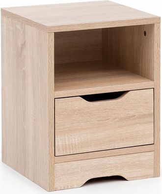 WOHNLING Nachtkonsole WL5.701 31x43x31 cm Sonoma 1 Schublade und Ablagefach, Weisse Nachtkommode mit Stauraum, Nachttisch Schlicht Modern, Nachtschr&auml;nkchen Kle