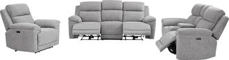 Vente-Unique Relaxsofa 3-Sitzer & 2-Sitzer sowie Relaxsessel elektrisch - melierter Stoff - Grau - KELUNO