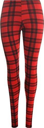 WearAll Desire Clothing Legging long pour femme Motif tartan Rouge Taille 42-50, Rouge écossais, Taille Unique