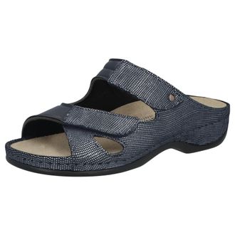 Berkemann Janna Bequeme Damen Pantolette Leder mit herausnehmbarem Fu&szlig;bett, Stretcheins&auml;tzen und Klettverschluss, Damenhausschuh Sandale