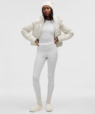 lululemon Waffle-Knit High-Rise Base Layer Leggings 28 f&uuml;r Frauen - Gr&ouml;&szlig;e 2XS in Heathered Core Ultra Light Grey