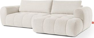 Konsimo Ecksofa Lira mit Stauraum Schlaffunktion Pflegeleicht L-Form Links- oder rechtsseitig Zeitloses Design und Eleganz | Bequemes Mega-Ecksofa (rechts Wei