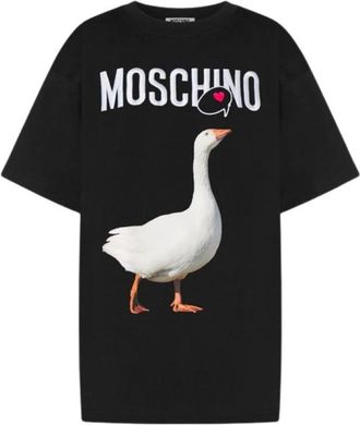 Moschino unisex, Tops, Noir, Taille: L Goose Cotton Jersey T-Shirt